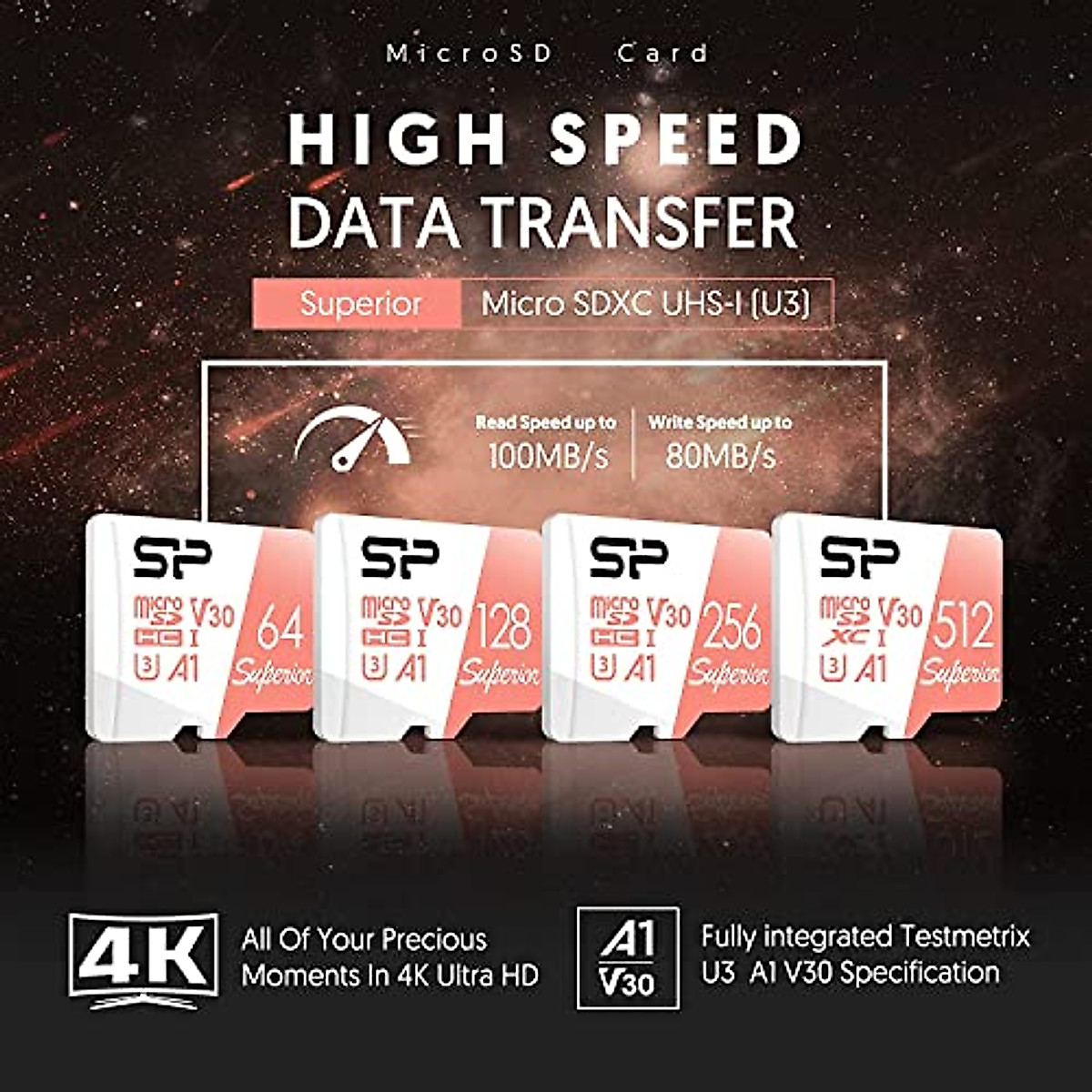 Silicon Power 256GB Micro SD Card U3 Nintendo-Switch Compatible, SDXC microsdxc High Speed MicroSD Memory Card with Adapter