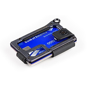 Trayvax Contour Wallet, RFID Front Pocket Money and Credit Card Holder, Minimalist Slim Leather Metal Wallet for Men and Women, Black Stealth Black