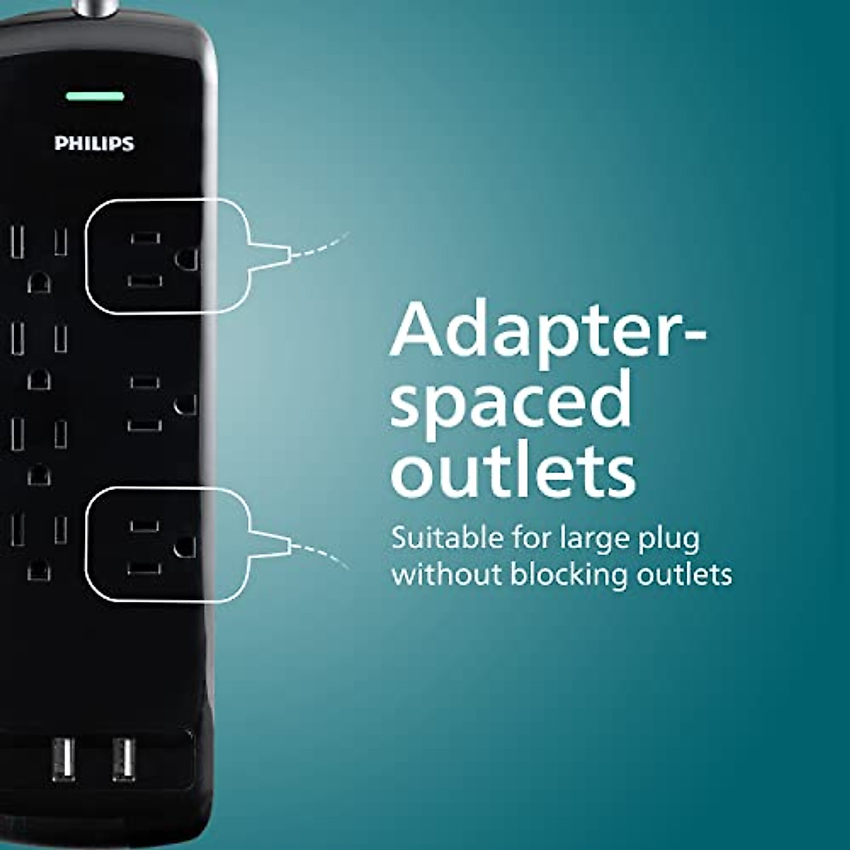Philips 7-Outlet Surge Protector with USB Charging