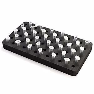 Polar Whale Test Tube Rack Durable Black Foam Storage Holder Organizer Stand Transport Holds 72 Tubes Fits up to 11mm Diameter