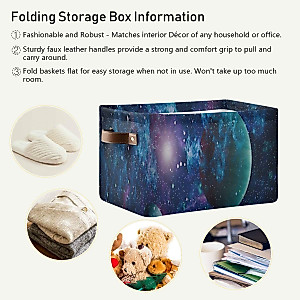 AUUXVA Nebula Galaxy Planet Storage Basket Collapsible Cloth Storage Cube Basket Bins Organizer with Handles Rectangular Large Toys Shelf Closet for Nursery Bedroom Home Office