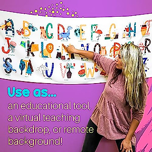 Birdy Boutique Learning Tapestry - Alphabet Pictures - Lightweight & Easy to Hang - Wall Hanging Canvas for Bedroom, Nursery, Classroom – 72" X 28"