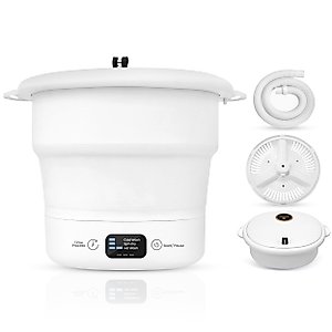 SereneLife Portable Mini Washing Machine - Foldable Bucket Washer for Clothes Laundry Lightweight and Easy to Bring, Perfect for Use in Camping, Apartments, Dorms, and Business Trip (White)