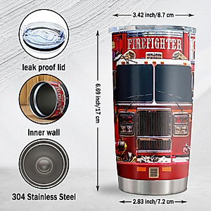 Qatdey Firefighter Gifts Tumbler 20oz, Firefighter Fireman Gifts for Men/Women, EMS Week/EMT Present for Fire Department/First Responder
