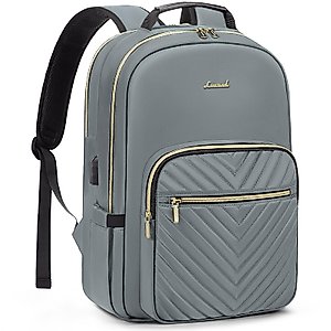 LOVEVOOK Laptop Backpack for Women 15.6 inch, Travel Backpack Purse,Professional Laptop Computer Bag,Waterproof Work Business College Teacher Bags Carry on Backpack with USB Port,Grey