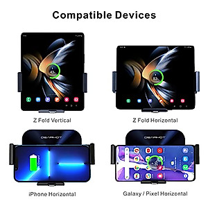 DearHot 15W Dual Coil Qi Wireless Car Charger Mirror Mount Holder Compatible for Samsung Galaxy Z Fold4 Fold3 Z Fold2 Fold S23 Ultra Note20 iPhone 14 Pro Max Pixel 6 Pro Auto Clamp Fast Car Charger