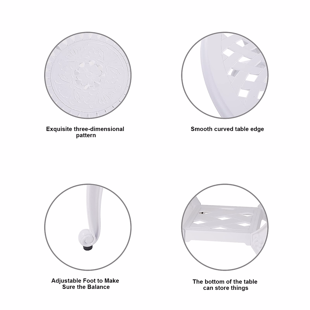 C/G Outdoor Side Tables,Cast Aluminum Patio End Tables,Anti-Rust Coffee Table for Garden Patio Lawn (Round-end Tables, White)