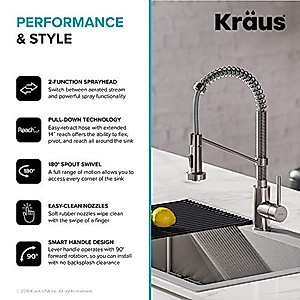 Kraus KCA-1102 Stark Dual Mount Drop Sink and Pull-Down Commercial Kitchen Faucet Combo in Stainless Steel Finish, 33"- Single Bowl