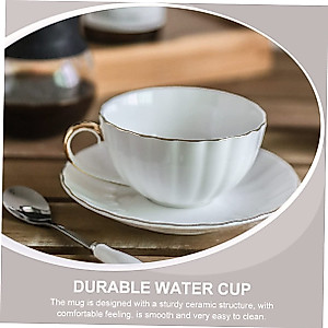 DOITOOL 1 Set Coffee Cup Set Tea Cup with Spoon and Saucer Coffee Cup with Dish Coffee Cups and Saucer Espresso Glasses Espresso Cups and Saucer British White Ceramics Lovers Drinking Cup