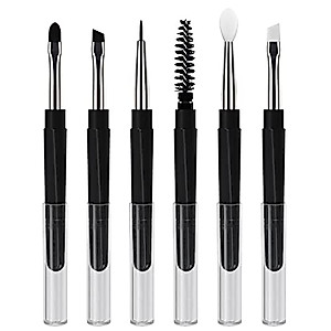 Mini Portable Eye Makeup Brushes,6pcs Eyeshadow Brush Silicone Lip Brush, Eyebrow Brush, Eyeliner Brush, Eyelash brush, Blending Brushes Set
