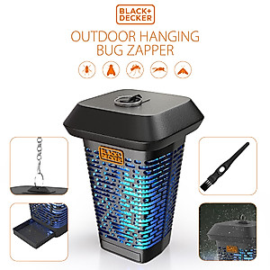 BLACK+DECKER Bug Zapper, Electric UV Insect Catcher & Killer for Flies, Mosquitoes, Gnats & Other Small to Large Flying Pests, 1 Acre Outdoor Coverage for Home, Deck, Garden, Patio, Camping & More