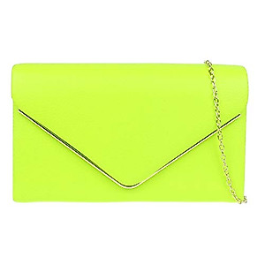 Girly HandBags Metallic Frame Clutch Bag (Neon Green)