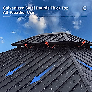 PURPLE LEAF 12' X 14' Patio Hardtop Gazebo Double Top Outdoor Screen House Aluminum Solarium Backyard Sun Room with LED Lights