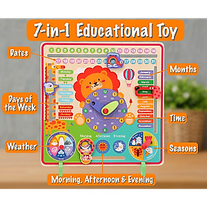 Montessori Mama Montessori Toys for Toddlers Learning Clock | Preschool Learning Educational Toys for 3 Year Old + | Kids Calendar & Teaching Clock | Learning & Educational Toys for 4 Year Old