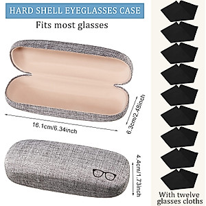 Chumia 12 Pcs Hard Shell Eye Glasses Cases Multi Unisex Glasses Case Back to School Supplies Linen Fabrics Eyeglasses Case Sunglasses Portable Glasses Protector with Eyeglass Cloth for Men Women
