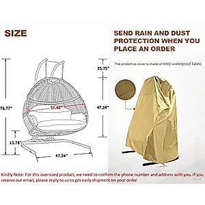 JOYBASE 2-Person Hanging Chair with Stand, Hanging Egg Chair, Wicker Rattan Hanging Chair with Cushion for Indoor Outdoor Garden Patio