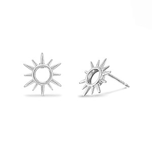Boma Jewelry Sterling Silver Sunburst Sun Open Circle Stud Earrings