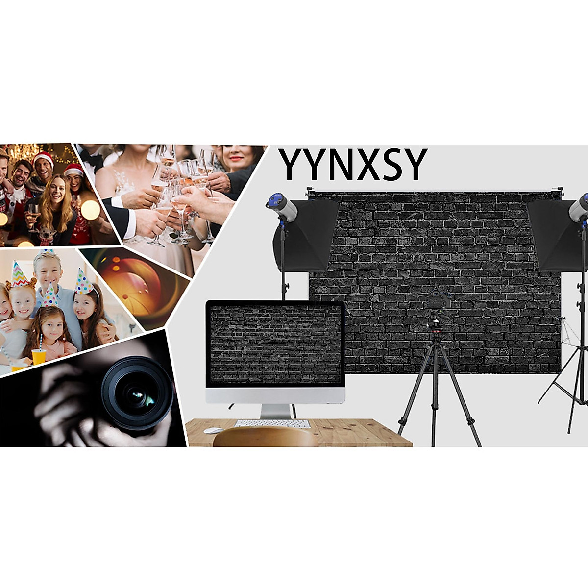 YYNXSY 7X5FT Black Brick Wall Background Photography Props Brick Birthday Party Decoration Background Photography Studio Decoration Background Room Decoration bannerYY-1