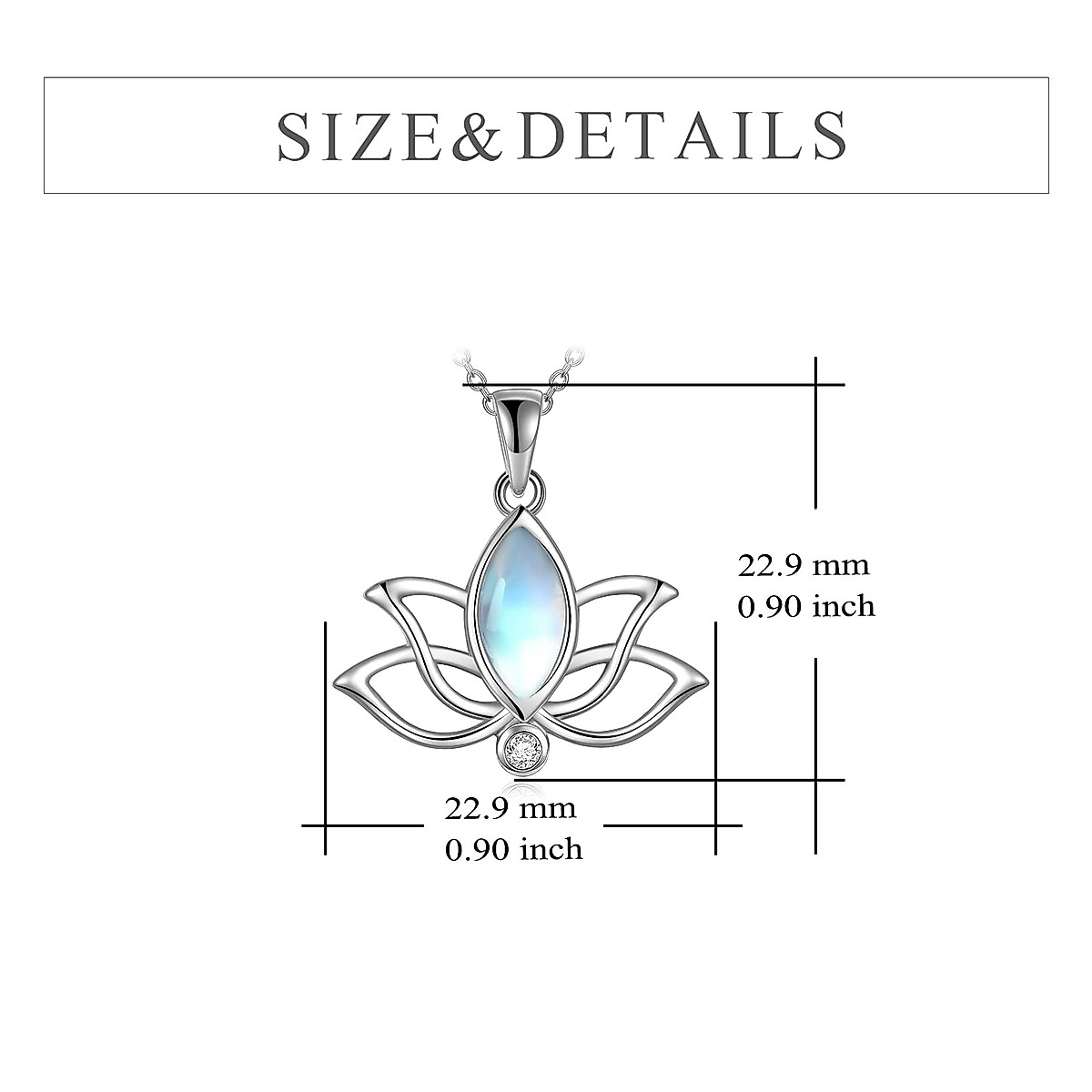 YFN Lotus Flower Necklace Sterling Silver Moonstone Lotus Pendant Lotus Jewelry Gifts for Women