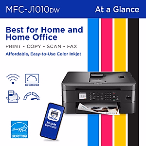 Brother MFC-J1010DW Wireless Color Inkjet All-in-One Printer with Mobile Device and Duplex Printing, Refresh Subscription and Amazon Dash Replenishment Ready
