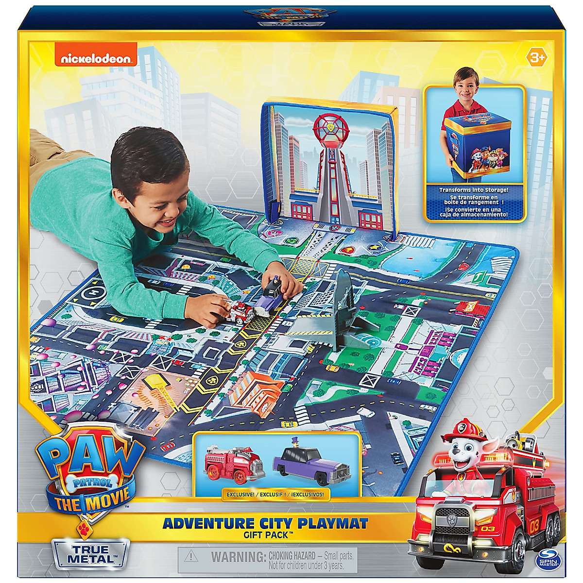 Paw Patrol, True Metal Adventure City Movie Play Mat Set with 2 Exclusive Toy Cars (Amazon Exclusive), 1:55 Scale, Kids Toys for Ages 3 and up
