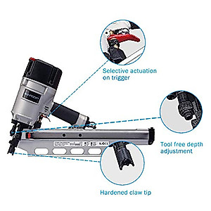BHTOP 9021NS Framing Nailer 21 Degree 3-1/2" with Depth Adjustment Professional Air Nail Gun
