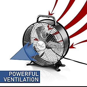 Vie Air High Velocity Powerful and Quiet Dual Speed Sleek Design Durable Metal Drum Fan, 12'' W