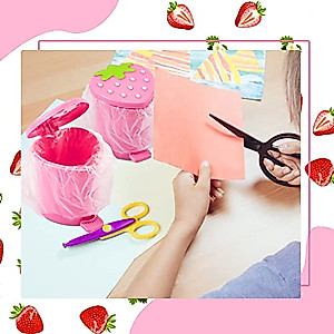 3 Pcs Strawberry Trash Can with 100 Pieces of Trash Bags Cute Trash Can Desktop Trash Can Mini Pink Pop up Garbage Can Strawberry Countertop Wastebasket for Desk Bathroom Bedroom Kitchen Office