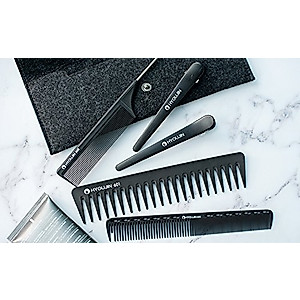 HYOUJIN 7 pcs Hair Comb Set Rat Tail Parting Combs Carbon Wide and Fine Tooth Comb Brush Cutting Comb Professional Styling Hair Combs for Women,Men Accessories with Clips