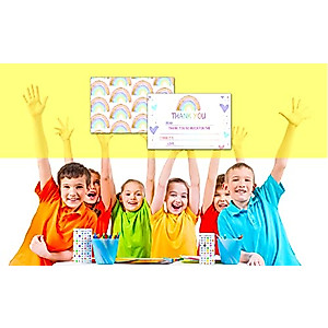Nopoben Birthday Thank You Cards, Fill in the Blank Thank You Cards for Rainbow Theme Birthday Party Supplies, Decorations, 20 Cards With 20 Envelopes – (SRGXK004)