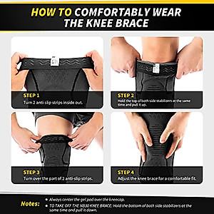 CAMBIVO Knee Braces for Knee Pain, 2 Pack Knee Compression Sleeves, Knee Support with Side Stabilizers & Patella Gel Pad for Workout, Knee Pain Relief, Arthritis（X-Large, STS-Black）