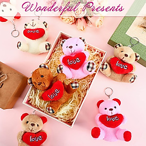 Chivao 16 Pieces Heart Bear 3.5 Inch Plush Bear Toy Stuffed Mini Bear with Heart I Love You Bear Stuffed Animals Bears for Valentine's Gift Keychain Wedding Birthday Party