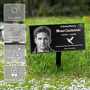 KAYUHAN Cemetery Memorial Stones Personalized Black Granite Headstone DIY Temporary or Permanent Grave Marker Outdoor Garden Memorial Plaque，headstones for Cemetery，Cemetery Decorations