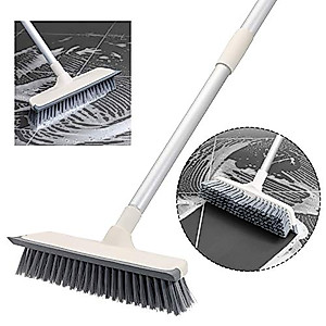 Telescoping Microfiber Duster Extendable Cobweb Duster and 2 in 1 Floor Scrub Brush with 55 inches Metal Adjustable Long Handle with Squeegee