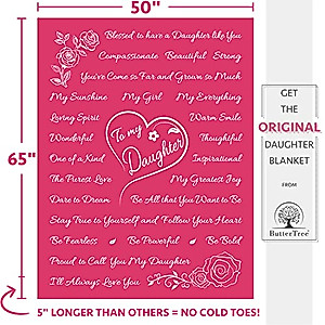 Mothers Day Gifts for Daughter, Daughter Gifts, to My Daughter Blanket, Daughter Gift from Mom, Gifts for Daughter from Mom, Birthday Gift for Daughter, Throw Blanket 65” x 50” (Rose Pink)