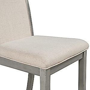 LUMISOL Upholstered Dining Chairs Set of 4, High Back Padded Dining Chairs with Solid Wood Legs, Modern Linen Fabric Kitchen Chairs (Gray + Beige)