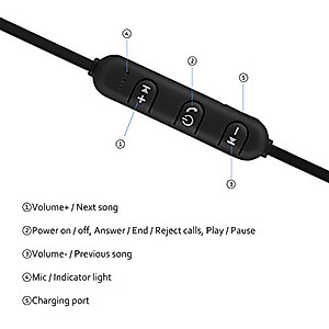 Yoidesu Wireless Headphones, Portable Wireless Bluetooth Headphones Magnetic Earbuds Sports Earphone Built-in Microphone for iPhone Android(Black)