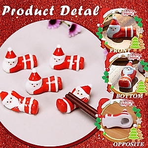 9 Pcs Christmas Ceramic Chopstick Rest Santa Claus Spoon Forks Knives Tableware Rest Set Perfect for Christmas Festive Gift Dinner Table Ornament