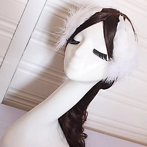 2PCS Girls Heart-shaped Feather Hair Clip Headpiece Party Hairpins Hair Barrettes Hair Accessory Bridal Wedding Feather Fascinator (White)