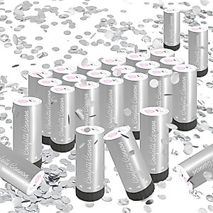 Small Confetti Cannon 24 Pack Mini Confetti Poppers Gold Party Poppers Confetti Small Party Confetti for Kids Ideal for Weddings Birthdays Graduations Baby Shower Christmas New Years (Silver)