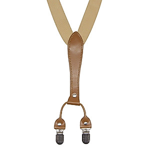 Doloise Men's Suspenders Bowtie Set Elastic Y Shape Style Women's Suspenders Bowtie For Wedding&Formal Events (Khaki)