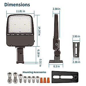 Xbuyee (2 Pack) 240W LED Parking Lot Light with Dusk to Dawn Photocell, Outdoor Commercial LED Shoebox Lights with Arm Mount, Dimmable 130LM/W 5000K 100-277V IP65, Wattage Tunable 240W/200W/150W, ETL