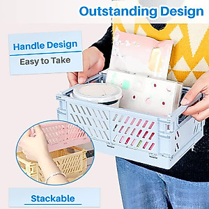 Kalevel Plastic Storage Bins Stacking Storage Containers Large Plastic Storage Baskets With Handles for Organizing Home Office Green