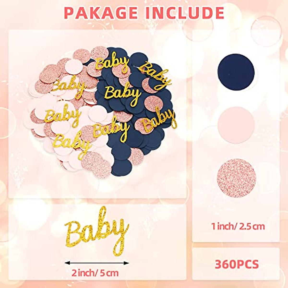360 Pcs Gender Reveal Confetti Gender Reveal Decoration Baby Shower Confetti Navy Blue Pink Paper Confetti Round Confetti Dots for Baby Shower Gender Reveal Birthday Party Table Decoration