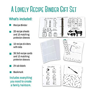 OUTSHINE Recipe Book Binder Set|Farmhouse Recipe Binder 8.5x11 3 Ring Kit with Cards and Dividers|Make Your Own Recipe Book Binder| Blank Recipe Book Organizer|Recipe Book To Write In Your Own Recipes