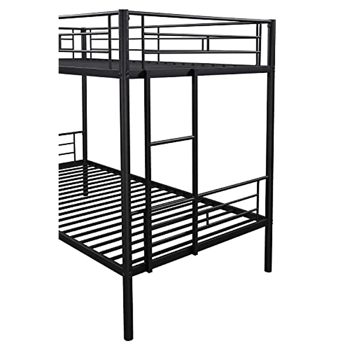 HomJoones Twin Over Twin Bunk Beds,Metal Frame Bunk Bed,with Guardrail and 2 Side Ladders,Child Adult Twin Size Bed,Suitable for Dormitory Bedrooms,No Box Spring Needed (Black)
