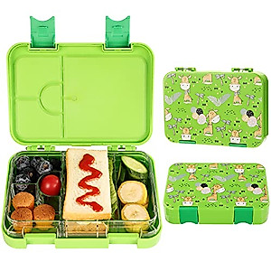 AOHEA Bento Lunch Box for Kids: BPA Free Kids Bento Box Toddler Lunch Box for Daycare or School (Green)