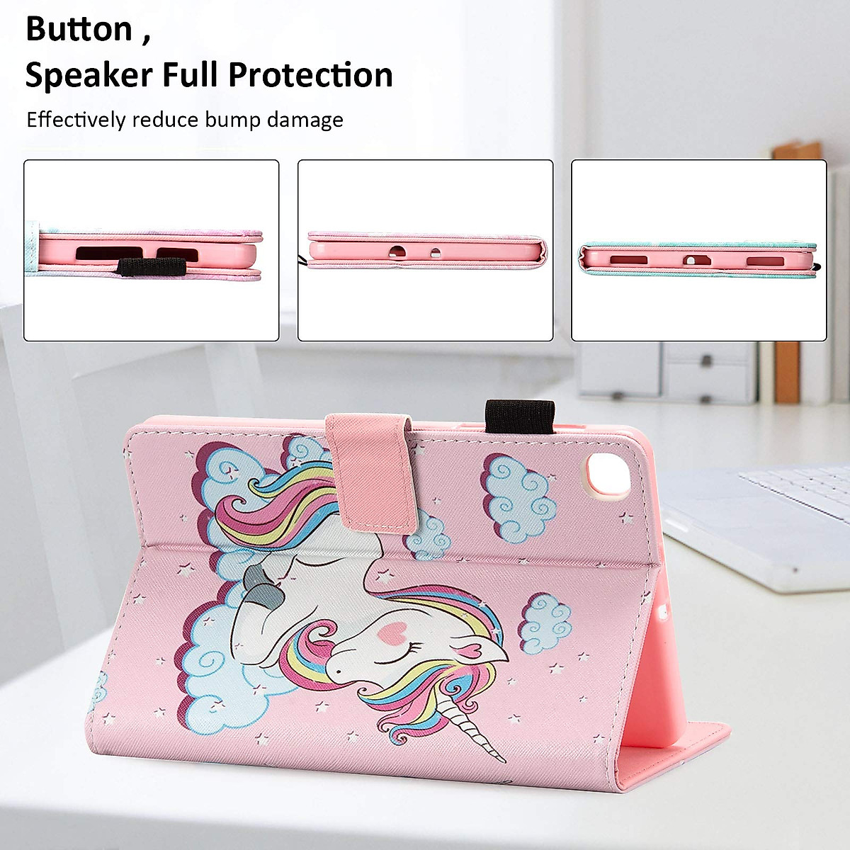 Dteck Case for Samsung Galaxy Tab A 8.4 2020 SM-T307 Verizon/Sprint/T-Mobile/AT&T, Slim Multi-Angle Folio Stand Premium PU Leather Case Protective Cover for T307 Galaxy Tab A 8.4 Tablet, Pink Unicorn