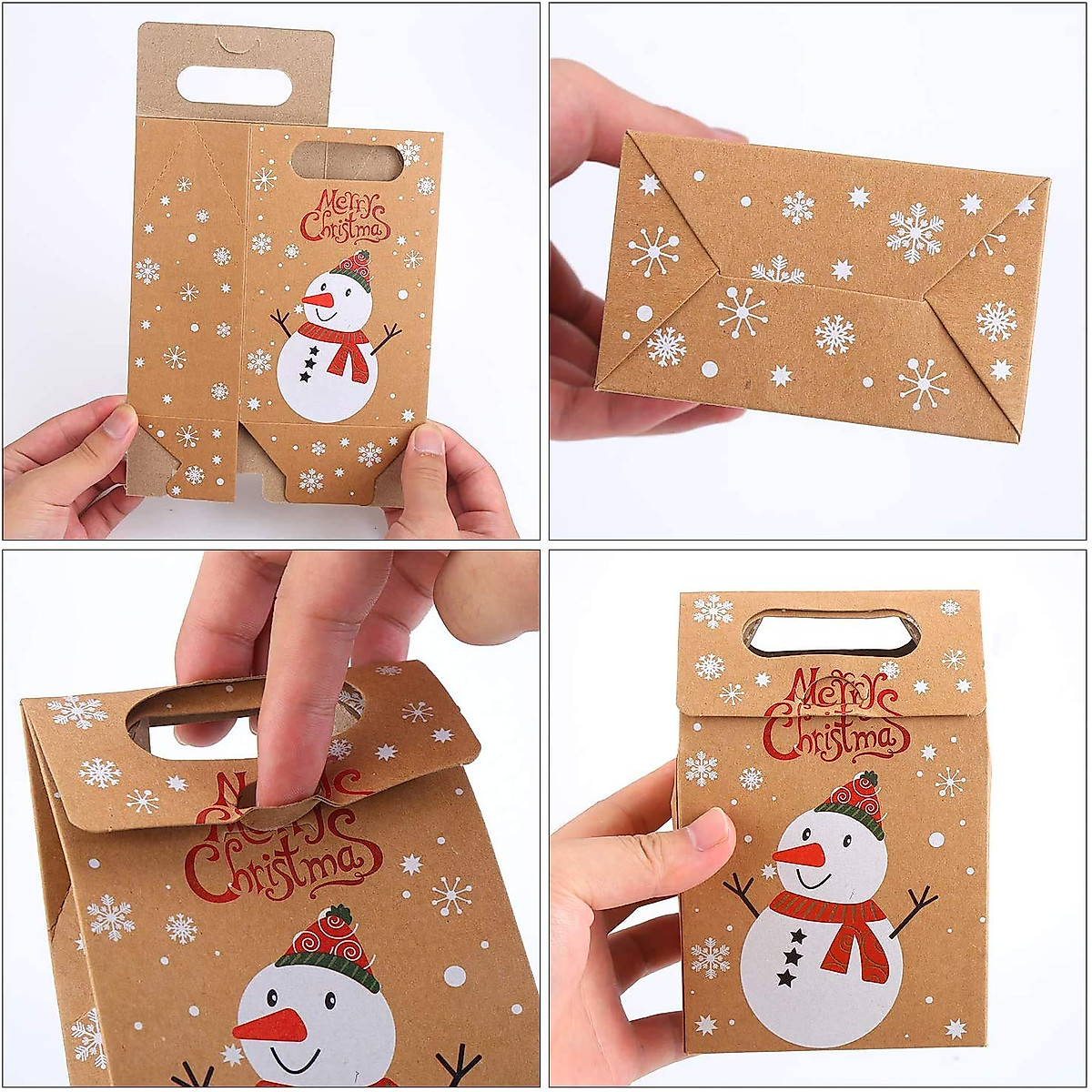 LOKIPA Christmas Kraft Paper Gift Bags, 24pcs Christmas Party Treat Goody Candy Boxes for Xmas Party Bag Fillers…