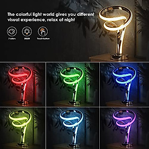 airnasa Modern Spiral RGB Table Lamp, Touch Dimmable LED Nightstand Lamp, 10 Light Modes Bedroom lamp, Unique Lamps for Home Decor Living Room Bedroom Office, Cool Lamps for Ideal Gift